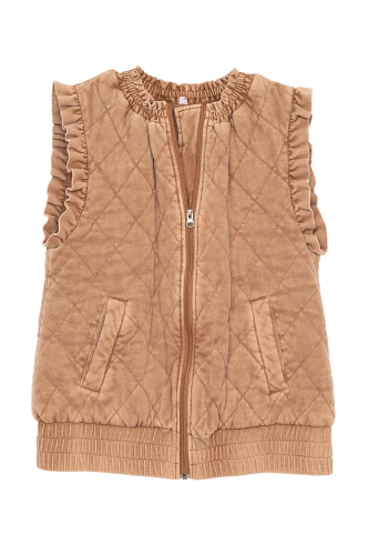 Katydid Garment Washed Quilted Ruffle Sleeve Vest – Coram's Clothing ...